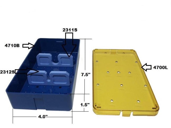 PST Knife Sterilization Trays 4'' x 7.5'' x 1.5'' (Phaco Tray)