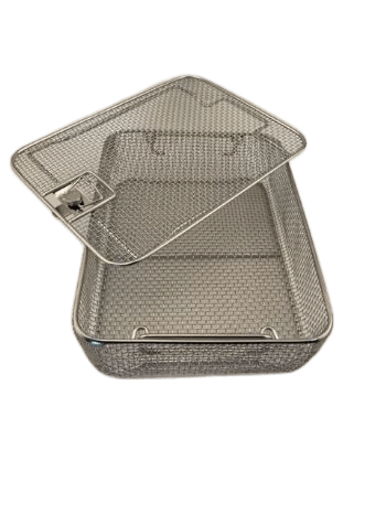 Wire Mesh Sterilization Tray (Double Frame Lid) 13'' L x 10'' W x 3''