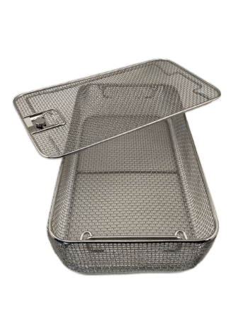 Wire Mesh Sterilization Tray (Double Frame Lid) 16'' L x 9'' W x 3.5''