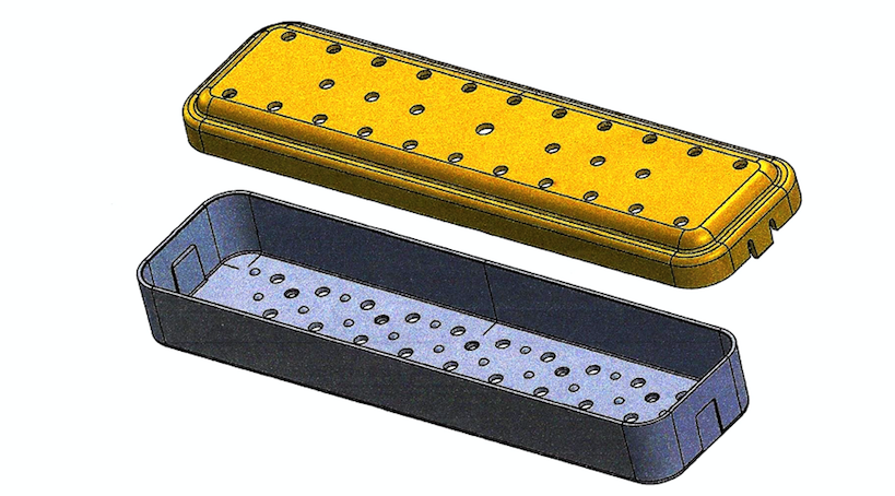 PST Scope Sterilization Tray 2.6''W x 12''L x 1.5''H (With Silicone Ba